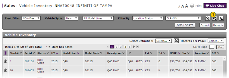 Sales: Filter Vehicle Inventory Using an Advanced Filter