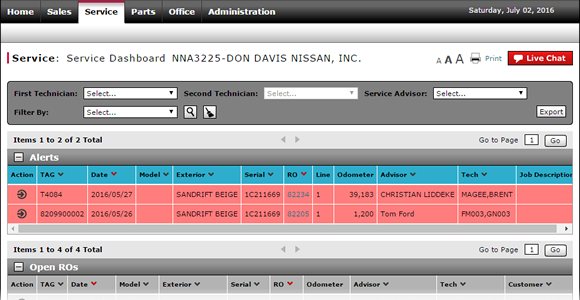 Service: View Technical Service Bulletin (TSB)